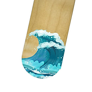 Teak Tuning Premium Fingerboard Graphic Deck, Waves - 34mm x 97mm - Heat Transfer Graphics, Pro Shape & Size - Pre-Drilled Holes - Includes Prolific Foam Tape