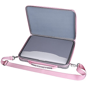 Smatree Hard Shell Carrying Case Compatible for 14 inch MacBook Pro 2024/2023 A2918/A2992/A2779,13 inch MacBook Air 2024/2022 A3313/A2681,13 inch iPad Pro M4 2024, Laptop and Tablet Shoulder Bag(Pink)
