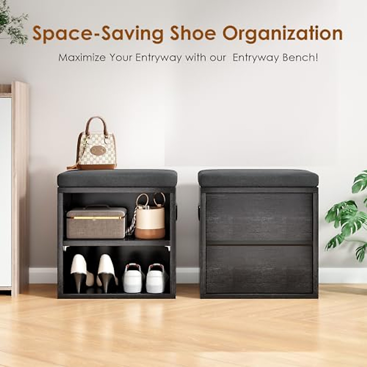 Small Shoe Bench for Entryway Shoe Bench with Cushion Shoe Bench with Storage and Seating,Small Bench Seat Entryway Shoe Rack with Bench,Small Shoe Bench Entryway Shoe Bench Small Black