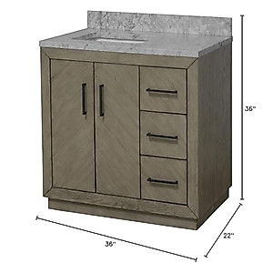 Peyton 36-inch Bathroom Vanity (Carrara/Gray Oak): Includes Gray Oak Cabinet with Stunning Carrara Marble Countertop and White Ceramic Sink