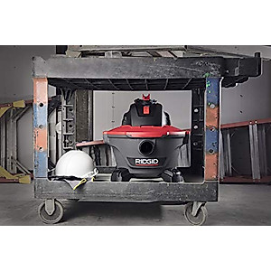 RIDGID, 62698, 6 Gallon RT0600 NXT Wet/Dry Vac, RED Professional Industrial, 4.25 HP, Casters, Pro Locking Hose, Qwik Lock Filter, Longer Motor Life, Polyropylene Drum, Large Handle, Dark Gray and Red