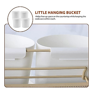 BESTonZON Utility Cart Hanging Cup 4pcs Hanging Cup Holder Rolling Cart Accessories Hanging Bins Pencil Holder Storage Containers Cup Hanging Buckets Makeup Organizers for Craft Supplies