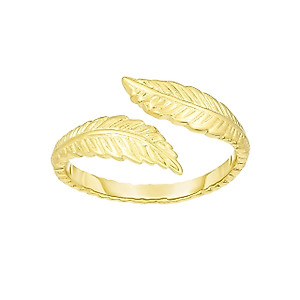Jewelry Affairs 14K Yellow Gold Leaf Adjustable Toe Ring 9mm