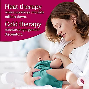 [6 Piece Set] XL 8” Hot Cold Nursing Pads - 4 Breast Gel Pads & 2 Fleece Sleeves - Mastitis Relief Breast Therapy Pack - Breast Engorgement Relief - Clogged Milk Duct Relief - Breastmilk Letdown Aid