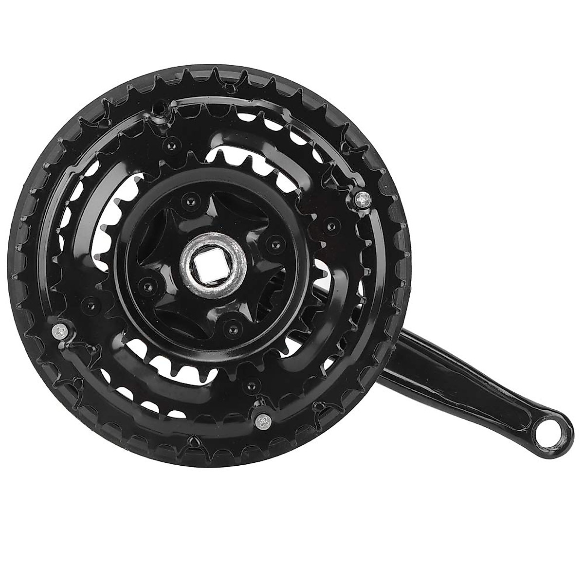 Bike Crank Arm Set, 170mm Mountain Crankset with Chains Cover for 24 34 42T Tooth Rear Sprocket