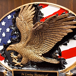 American Flag and Eagle Custom Engraved Large Wooden Cremation Urn