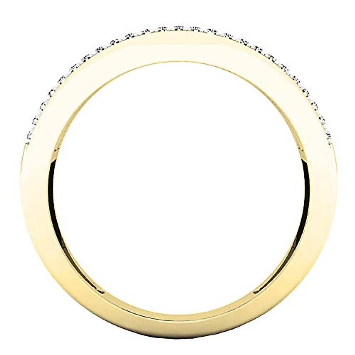 Dazzlingrock Collection Round Graduating Blue Sapphire with White Diamond Alternating Row Wedding Band for Women in 14K Yellow Gold Size 9