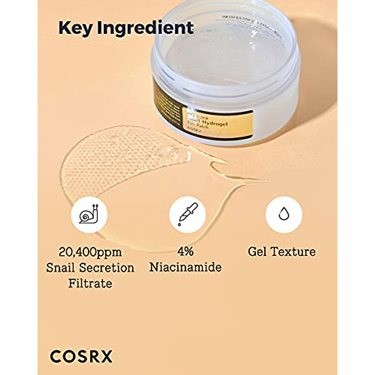 COSRX Advanced Snail Hydrogel Eye Patch 60 Patches (3.17 oz) | Eye treatments | Fine Line, Undereye, Revitalize, Refresh, Korean Skincare