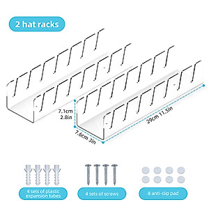 DONGYING Hat Organizer for Baseball Caps 2024 New Hat Rack, No Install Acrylic Hat Stand for 14 Baseball Caps for Bedroom, Closet, Wall and Dresser (2 Packs)
