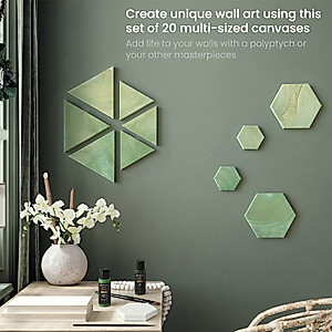 ARTEZA Stretched Canvas, Multipack of 20, Round, Oval, Triangle, and Hexagonal Canvas, Blank White Canvas Boards for Acrylic, Oil and Gouache Painting