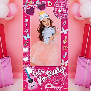 Girls Birthday Backdrop Decorations,Taylrswtie Pink Photo Booth Props Barbis Doll Theme Decor Let's Go Bachelorette Party Background for Girls Birthday Bridal Shower Pink Party Supplies