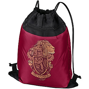 LOGOVISION Harry Potter Gryffindor Lion Crest Drawstring Backpack Sports Bag Sackpack 17" x 13", Perfect for Gym, Yoga or Practice