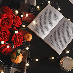 HuTools Globe String Lights for Bedroom, Decorative Christmas Lights, Crystal Crackle Ball Lights 10Ft 30 LED Soft White Battery Operated Fairy Lights Perfect for Valentine's Day Decor