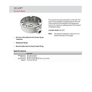 CB140PT LTB701 DS-1280ZJ-DM21 Wall Mount Bracket for DS-2CD2358G1-I, DS-2CD2347G1-LU, DS-2CD2347G2-LU and DS-2CD2387G2-LU