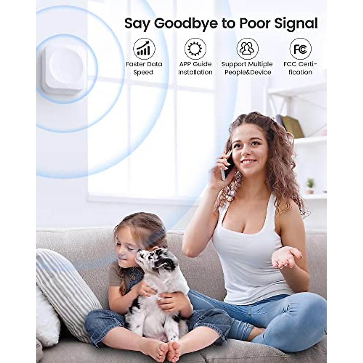 HiBoost Cell Phone Signal Booster for All Carriers| Up to 2000 Sq Ft| High Power Outdoor Receiving Antenna and Indoor Transmitting Antenna|for 5G/4G/3G LTE|App Service + Install| FCC Approved