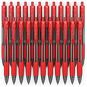 ARTEZA Red Gel Pens, Pack of 24, 0.7mm Medium Point, Quick Drying Ink for Smooth Writing, Perfect for College School Supplies, Office Tasks, and Note Taking