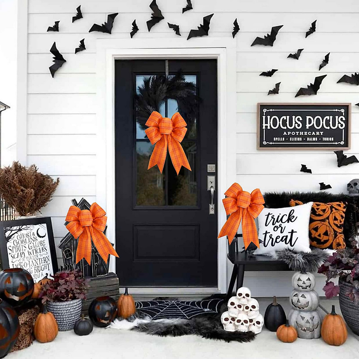 TONIFUL 2.5 Inch Orange Stripe Burlap Ribbon Wired Edge Ribbon Thanksgiving Fall Halloween Christmas Wired Ribbon for Crafts Gift Tree Topper Wreath Bows Outdoor Indoor Decorations 6yds