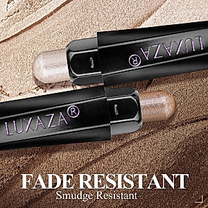 LUXAZA 10PCS Eyeshadow Stick,Shimmer And Neutral Champagne Pink Metallic Eye Shadow sticks,Cream Pencil Crayon with Smudge-proof & Waterproof,Eye Brightener Stick