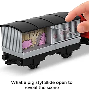 Thomas & Friends Motorized Toy Train Talking James Engine with Sounds Phrases & Coal Car for Preschool Pretend Play Kids Ages 3+ Years