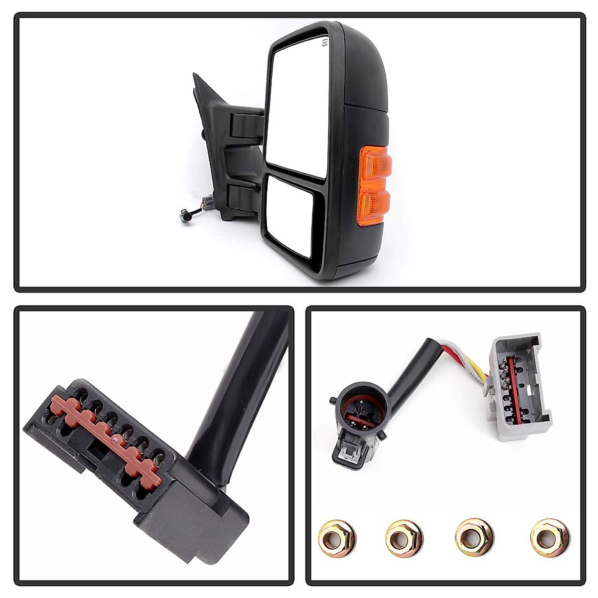 ACANII - Telescoping Power Heat LED Signal Towing Side Mirrors Left+Right For 99-07 Ford F250 F350 F450 F550 Super Duty