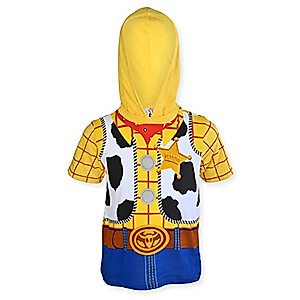 Disney Toy Story Boys Hooded Shirt Toy Story Costume Tee - Sheriff Woody (Yellow, 5T)