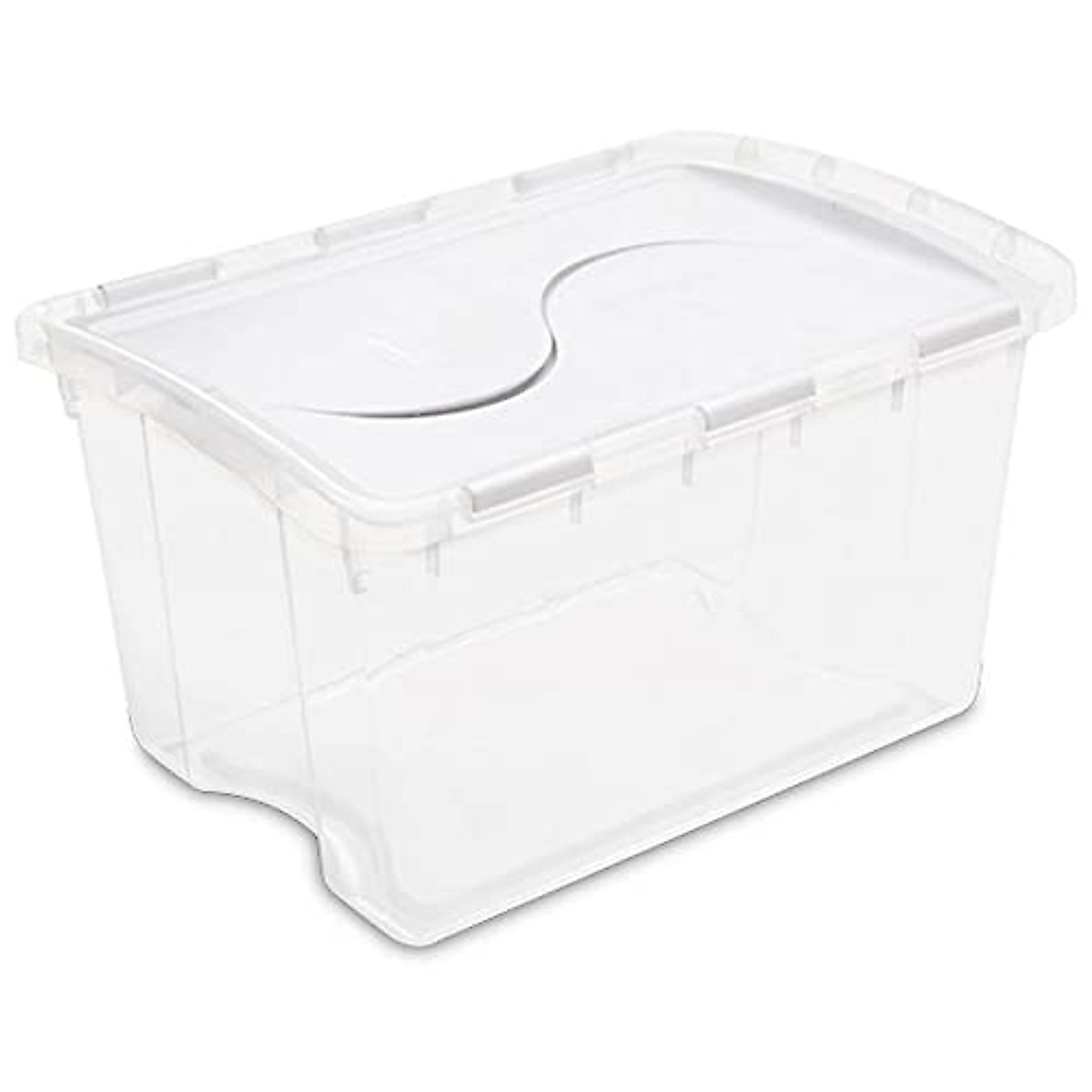 Sterilite 48 Quart Multipurpose Clear Base Storage Box Tote Container with Secure Hinged Lid for Home or Office Organization, (30 Pack)