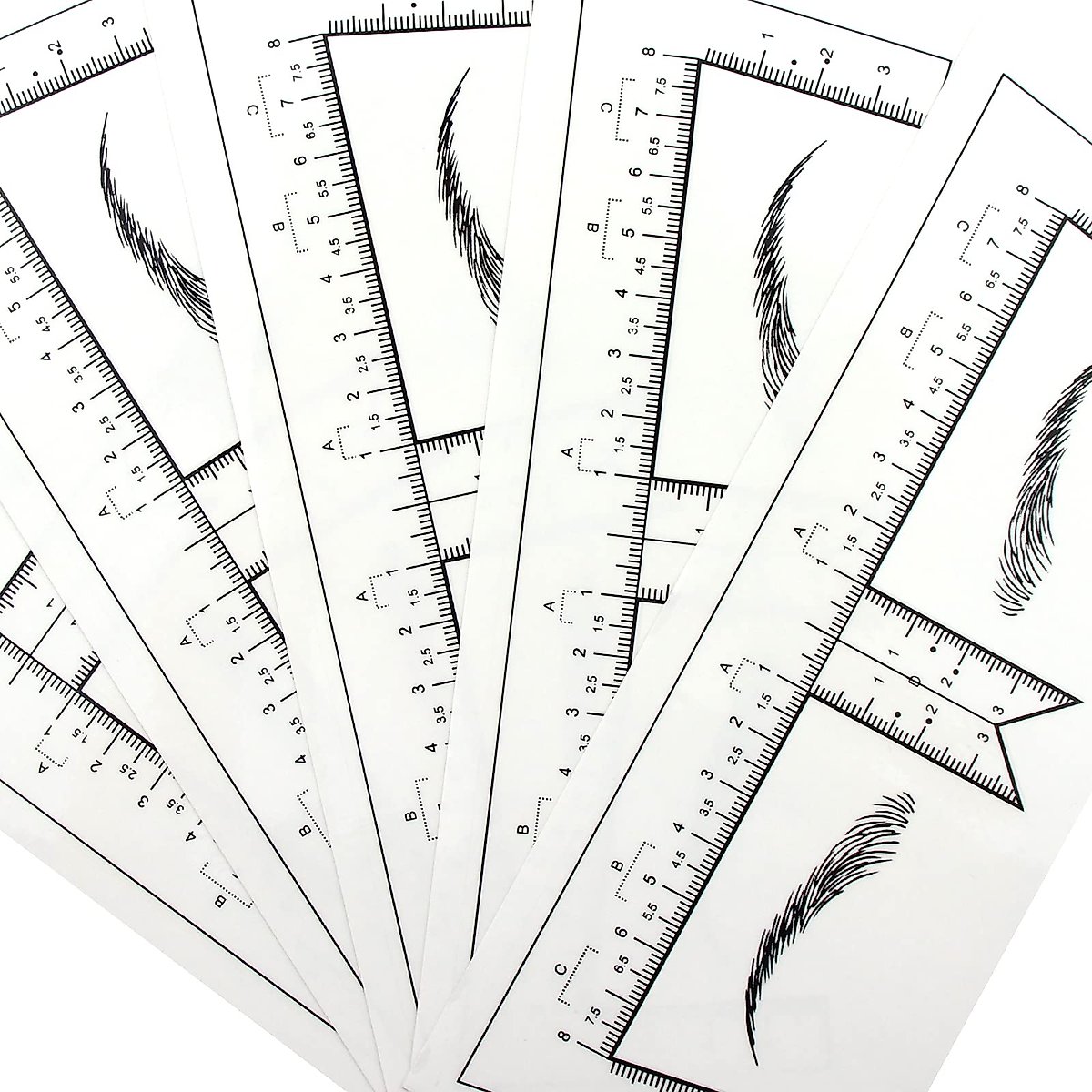 50pcs Disposable Eyebrow Ruler Stencils with Eyebrow Shape for Microblading Permanent makeup Tattoo Eyebrow design Eyebrow Mapping Ruler (Model B-50pcs)