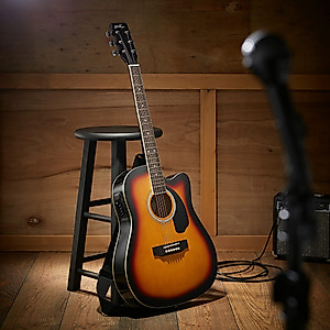 Ashthorpe Full-Size Cutaway Thinline Acoustic-Electric Guitar Package - Premium Tonewoods - Sunburst