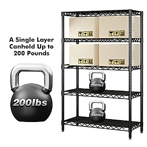 Qiaoxuan 5 Wire Shelving Utility Storage Shelf, Adjustable Heavy Duty Storage Shelving Unit, Metal Organizer Wire Rack, Standing Shelf for Laundry Bathroom Kitchen Garage (36" X 14" X 71")