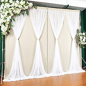 10ft x 7ft Champagne Tulle Backdrop Curtain for Bridal Shower Baby Shower Parties Wedding 3 Layers Sheer Photo Curtains Backdrop Fabric Drapes Panels Decoration for Photography Birthday Party