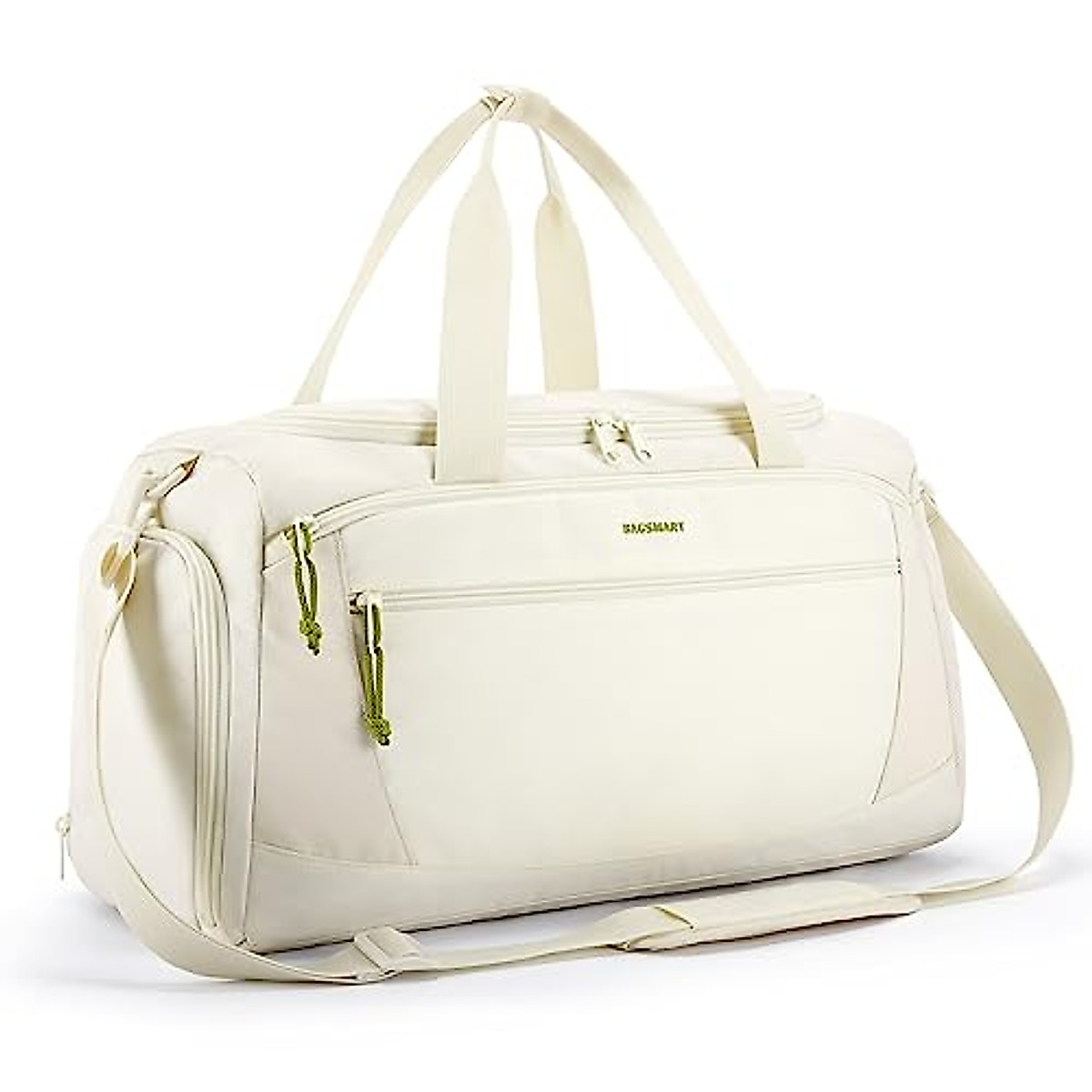 Gym Bag, BAGSMART 31L Sports Travel Duffle Bag With Shoe Compartment, Waterproof Gym Duffel Bag for Men/Women Travel, Carry On Weekender Workout Bag, Beige