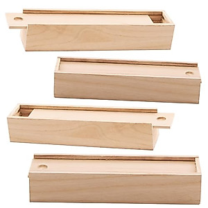 Baker Ross Decorate Your Own Wooden Case, Plain Wood Pencil Kids To Design and Paint (Box of 4), 20cmx5cmx4cm,EC1247