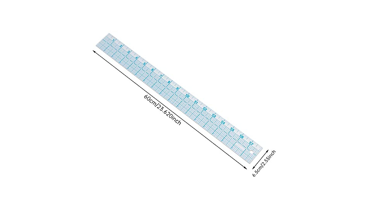 Clear 18" Sewing Ruler for Accurate Marking