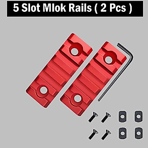 Combo of 5 Slots Mloc Picatinny Rail With Trigger Guard And QD Kit Push Button