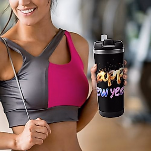 Happy New Year Travel Coffee Mug Reusable Insulated Drinking Cup with Lid for Home Outdoor Works 13 Oz