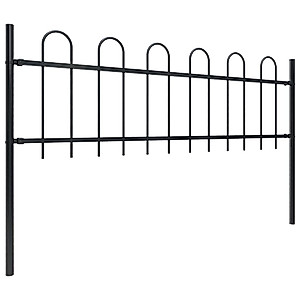 Garden Fence with Hoop Top,Garden Fence Border,Portable Fence,Privacy Fence,Fencing for Yard,Private Fence,Garden Fence for Dogs,for Patio,Backyard,Outdoor Pool,Porch,Steel 11.2ft Black