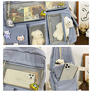 Kawaii Backpack with Kawaii Pin Cute Accessories ?Kawaii Girl Backpack Cute Backpack Cute Aesthetic Backpack for School (black,One size)