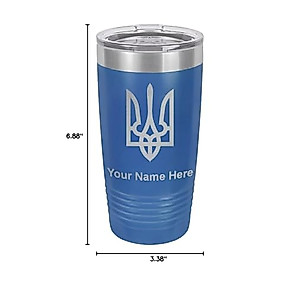 LaserGram 20oz Vacuum Insulated Tumbler Mug, Flag of Ukraine, Personalized Engraving Included (Dark Blue)