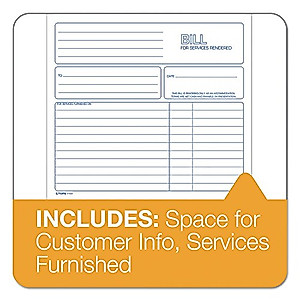 TOPS 2-Part Carbonless Bill for Services Rendered Book, 8.5 x 8.25 Inches, 50 Sheets, White, (4133)