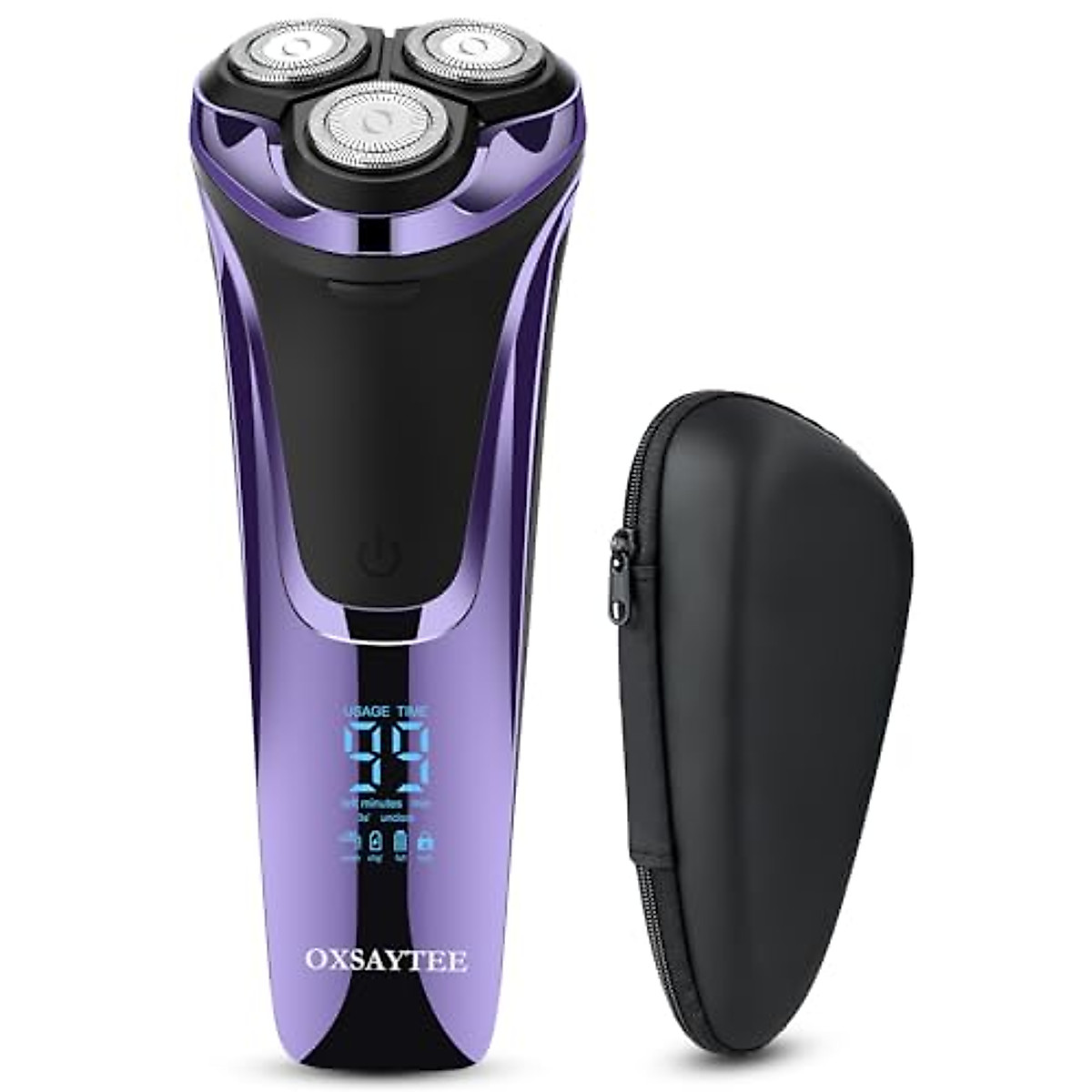 Electric Razor Men's Electric Shaver, USB Rechargeable Wet and Dry Shaver with Pop-up Trimmer and Portable Storage Pouch, Face Shaver Cordless Travel Shaver, Purple