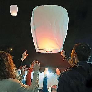 20 Pack of White Lanterns, Lanterns to Release for Parties, Birthdays, New Years, Memorial, Weddings.