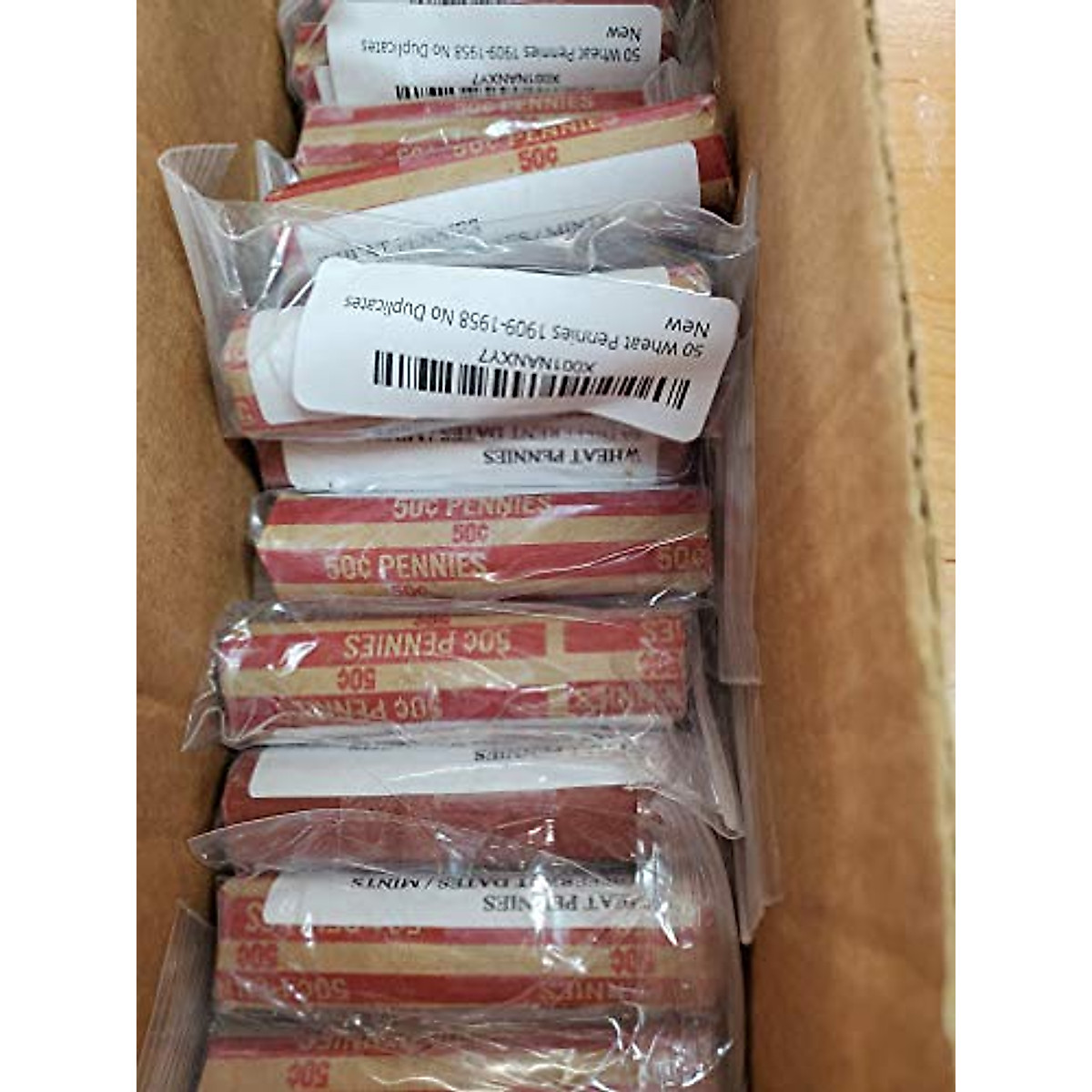 Roll Lincoln Wheat Back Cents - 50 Coins - Date Range 1909 to 1958 - All Different Coins - Some Mint Marks - No Duplicates - Some Better Grades