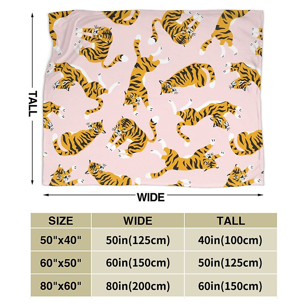 Tiger Blanket Cute Animal Super Soft Warm Bed Throw Blankets for Couch Bedroom Bedding Sofa Office Car Girls Boys Gifts, All Season Cozy Flannel Plush Blanket for Kids Adults, 50"X40"