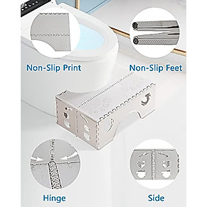 Foldable Toilet Potty Stool for Adults, 7" Healthy Squatting Posture Toilet Poop Stool, Bathroom Anti-Slip Toilet Assistance Step Stool, Fold Design Christmas Decor Portable Travel Poop Stool.(Grey)