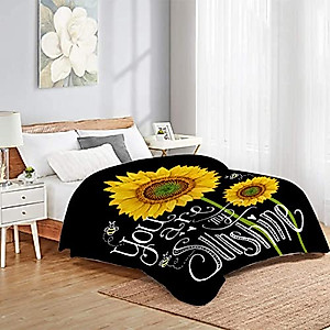 Sunflower You Are My Sunshine Blanket Lightweight Flannel Fleece Healing Inspirational Message Throw Blankets Cozy Plush Microfiber All-Season Blanket for Bed/Couch/Sofa -Twin 80x60 Inch L