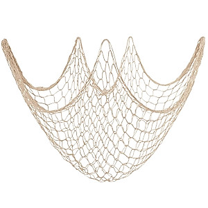 Rosoz Natural Fish Net Decorative for Party, Natural Cotton Netting 80x40 Inch, Nautical Themed Fishnet Party Accessory