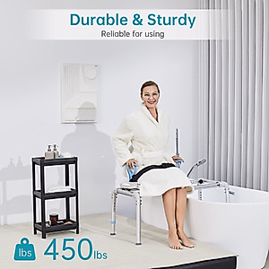 ELENKER Heavy Duty Sliding Shower Chair, Bathtub Transfer Benches