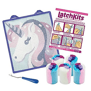 LatchKits – Unicorn Latch Hook Kit – Easy-to-Learn Craft Project – No Sewing Or Cutting – For Ages 6+