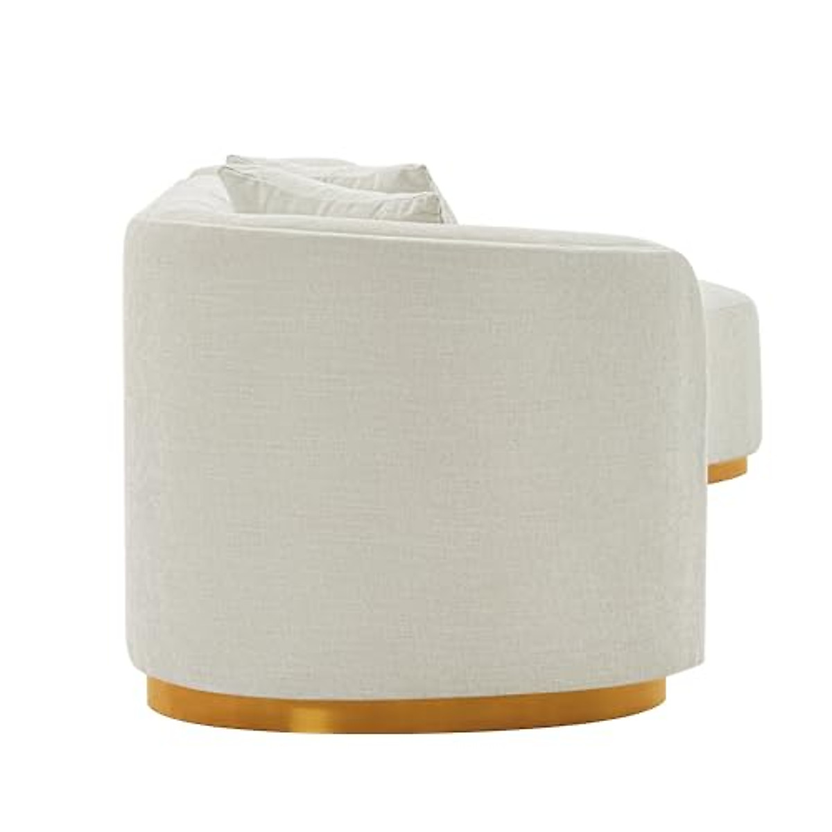 Manhattan Comfort Daria Contemporary 2-Piece Sectional Couch in Linen Upholstery, 132-Inch Living Room Sofa with Pine Wood Frame, Metal Base, High-Density Foam Padding & 2 Accent Pillows, Ivory