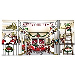 lamphle 1 Set Christmas Garage Door Banner 7X16 with 6 Traceless Nails Holiday Decorations, Christmas Backdrop for Photography,Garage Door, Christmas Garage Door Decorations for Xmas B